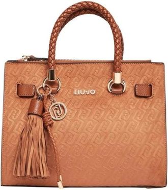 Liu Jo Sac bandouli&egrave;re monogramm&eacute; avec breloque pompon - Femme - Sacs - Beige - Taille: ONE Size