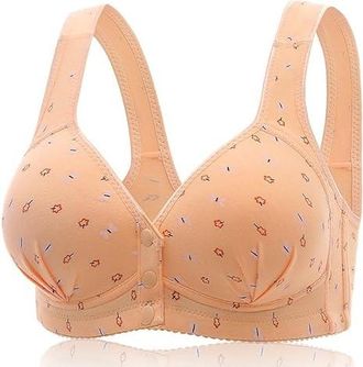 Generic Soutien-gorge 2026 pour femme avec boucle avant pour femme - Sous-v&ecirc;tements moyens et &acirc;g&eacute;s - Sans armatures - Grande taille, rose, 64