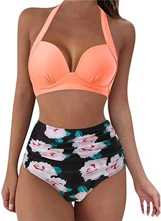 Generic Ensemble bikini sexy et élégant - Deux pièces - Col en V - Triangle - Push Up - Ventre - Maillot de bain - Haut de bikini avec rembourrage - Sans arma