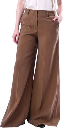 Souvenir Femme, Pantalons, Brun, Taille: 38 FR Pantalon Palazzo avec poches passepoil&eacute;es