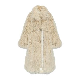 Off-white Kunstpelzmantel mit G&uuml;rtel - - Coats - Damen - Beige - S