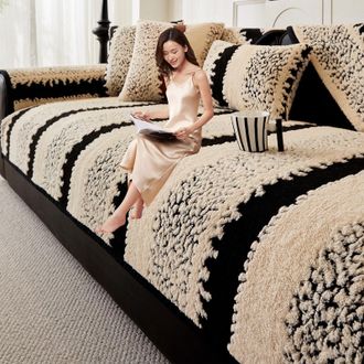 Generic Chenille Couch &Uuml;berzug, Weiche Anti-Slip Sofabezug f&uuml;r Sofa &uuml;berzug 1/2/3/4 Sitzer Couch &uuml;berzug, Sofa&uuml;berw&uuml;rfe f&uuml;r U Form L Form Sektionssofa(Black,1