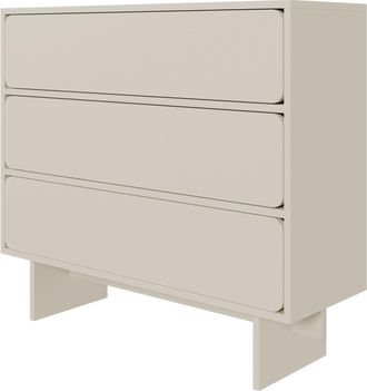 Selsey Kommode Aufbewahrungsschrank 3 Schubladen 101 cm Schrank Schubladenschrank Push to Open Graubeige Wuwu
