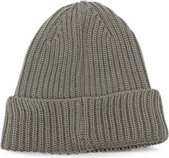 C.P. Company MAC742A00 Ribbed Wool with Goggle Detail Beanie - Green
