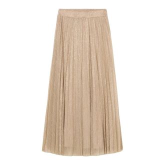 Oltre Langer Lurex Faltenrock - - Skirts - Damen - Gelb - XL