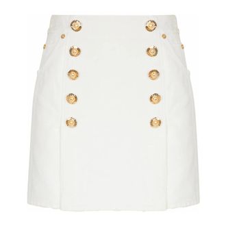 Balmain Kurzer Rock aus Baumwollcanvas - - Skirts - Damen - Wei&szlig; - S