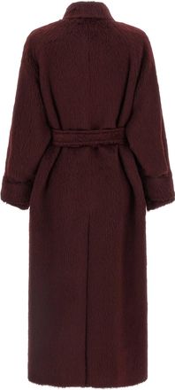 Max Mara Long-Haired Alpaca and Wool Coat - Burgundy