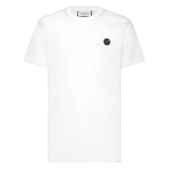 Philipp Plein Homme, Tops, Blanc, Taille: XL T-Shirt Col Rond Basic