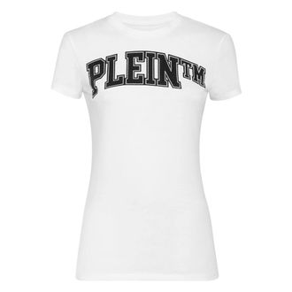 Philipp Plein Femme, Tops, Blanc, Taille: 44 FR T-shirt Pure avec Cristaux