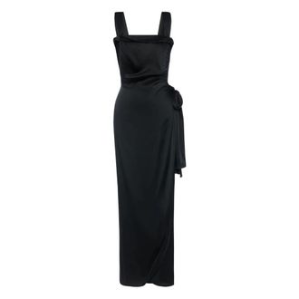 Maison Margiela Seiden-Satin-Maxikleid mit Drapierung - - Dresses - Damen - Schwarzk - M