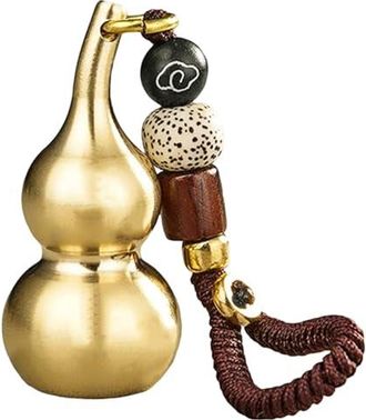 Vosarea Porte-cl&eacute;s Pendentif Gourde en Laiton Vintage, Ornement Suspendu Artisanal pour Paquet &agrave; Main et Paquet &agrave; Dos, Accessoire D&eacute;co Feng Shui, Pr&eacute;sent Orig