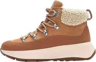 FitFlop F-Mode Bottines &agrave; lacets en daim avec col en peluche pour femme Marron d&eacute;sert Taille 39, Beige sable, 40 EU