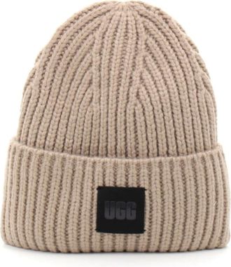 UGG Ugg, unisex, Accessoires, Beige, Taille: ONE Size Bonnet en maille côtelée