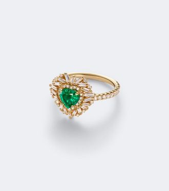 Suzanne Kalan Ring aus 18kt Gelbgold mit Diamanten und Smaragd