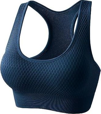 Generic Soutien-gorge de sport rembourr&eacute; sans couture pour femme Dos nageur Soutien moyen 2026, bleu marine, XXL