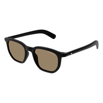 Montblanc Runde Acetat-Sonnenbrille mit Snowcap-Logo - - Accessories - Herren - Schwarzk - 50 MM