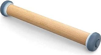 Joseph Joseph PrecisionPin - Nudelholz mit einstellbarer Teigdicke, Back und Teigroller, Buchenholz, Pastellblau, Sky
