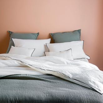 Madura Housse de couette CARLINA blanc pur et bourdon noir - BLANC