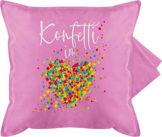 Shirtracer Kissenbezug - Karneval & Fasching - Kissen - Konfetti im Herzen I - 50 x 50 cm - Pink - Herz karnevalskissen Fasching- k&ouml;ln kissenh&uuml;llen kissenbez&uuml;ge 