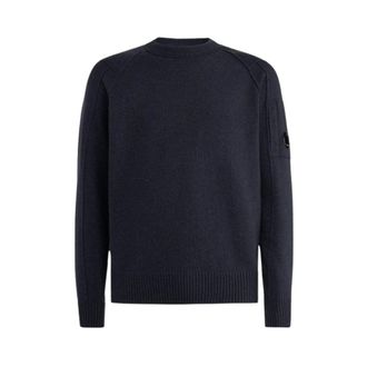 C.P. Company C.p. Company, Homme, Pulls, Bleu, Taille: S Pull col rond en laine dagneau avec poche pour lentille