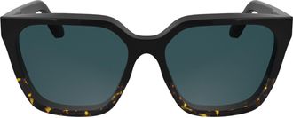 Calvin Klein Womens Sunglasses CK25500S - Black/Havana with Solid Petrol Lens