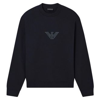 Emporio Armani Doppeljersey-Sweatshirt mit Logo-Print - - Sweatshirts & Hoodies - Herren - Blau - S