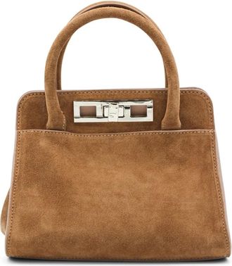 Fabiana Filippi Hobo Bags - Structured Suede Top Handle Bag With Silver-Tone H - Gr. unisize - in Braun - f&uuml;r Damen