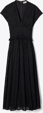 Tory Burch Damen Baumwollkleid mit Lochstickerei