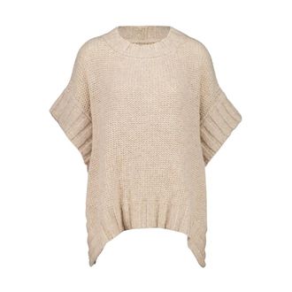 120% Lino Femme, Pulls, Beige, Taille: 38 FR Poncho Top M&eacute;lange Cachemire
