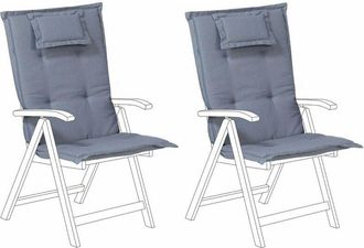 Beliani Beliani - Auflage f&uuml;r Gartenstuhl Blau Polsterbezug 2er Set Gartenm&ouml;bel