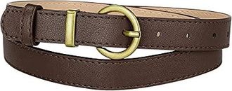 Allegra K Ceintures en cuir PU pour femmes avec boucle ardillon en m&eacute;tal bronze Ceintures fines pour robe en jean Caf&eacute; Fit waist 80-96cm/31.5-37.8