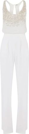 Elisabetta Franchi combinaison à ornements en cristal - Blanc