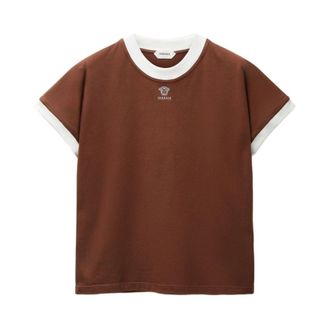 Versace Embroidered-Logo Stretch Cotton-Jersey Slim T-Shirt - - Tops - Herren - Braun - XL
