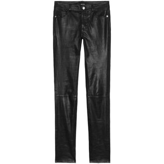 Zadig&Voltaire Femme, Pantalons, Noir, Taille: 36 FR Pantalon en cuir &agrave; boutons sur le devant