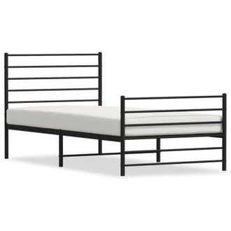 vidaXL Cadre de lit m&eacute;tal sans matelas avec pied de lit noir 107x203cm Vidaxl