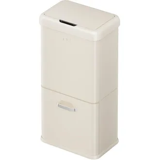 EKO Poubelle &agrave; capteur Vintage 32+18 litres - Steel Plastic - Vanille Cream