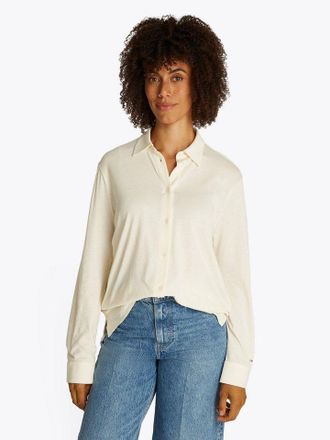 Tommy Hilfiger Klassische Bluse CASUAL BTN DOWN SHIRT LS mit Metalllabel