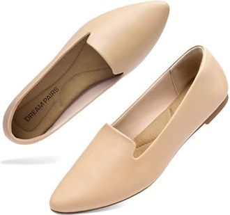 Dream Pairs Ballerines Femme &Eacute;l&eacute;gantes Bout Pointu Chaussures Plates Confortables &agrave; Enfiler pour Bureau Travail Tenue Habill&eacute;e,Size 40,Nu,DWUMSP2502