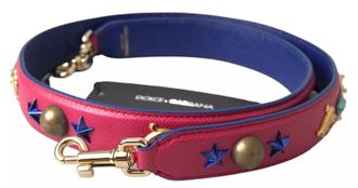 Dolce & Gabbana Womens Pink Exotic Leather Studded Shoulder Strap Red Accessory