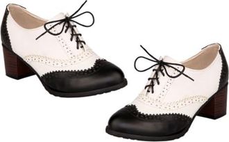 Garneck Chaussures Femme Chic &agrave; Talons Larges Style Brogue &agrave; Lacets Confort et Design &Eacute;l&eacute;gant pour Port Prolong&eacute;