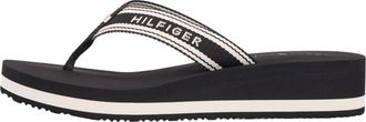 Tommy Hilfiger Damen Th Flag Print Summer Sandal Fw0fw09195 Zehentrenner, Black (Black), 39 EU