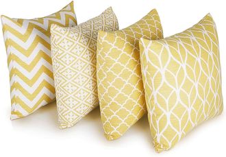 Penguin Home 4Er - Pack Dekorative Quadratische Kissen Aus Baumwolle, Luxuri&ouml;se, Stilvolle F&uuml;r Wohnzimmer, Sofa, Schlafzimmer, Mit Unsichtbarem Rei&szlig;verschluss, 45X