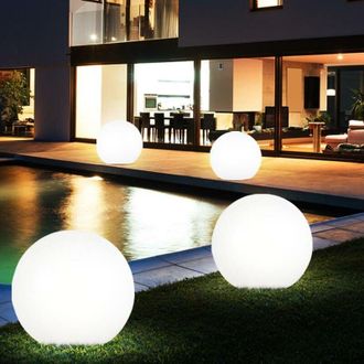 ETC Shop Solarleuchte Kugel Garten led Gartendeko Solarkugel f&uuml;r Au&szlig;en 20 cm Kugelleuchte Solar, Leuchtdauer ca. 6-8 Stunden, h 62 cm, 4er Set