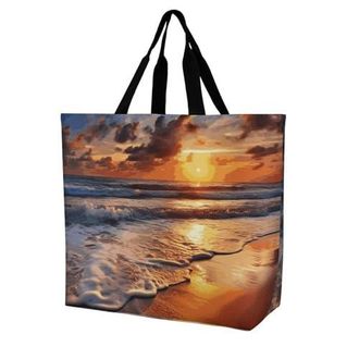 Generic Lever De Soleil Sur La Plage Sac Fourre-Tout L&eacute;ger Tote Bag Grand Sac Courses Pour Universit&eacute; Travail Shopping