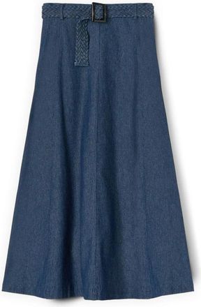 Motivi Femme, Jupes, Bleu, Taille: 36 FR Paneled Chambray Skirt