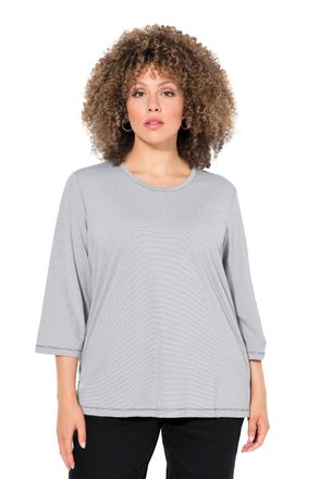 Ulla Popken Damen gro&szlig;e Gr&ouml;&szlig;en &Uuml;bergr&ouml;&szlig;en Plus Size T-Shirt, Ziern&auml;hte, Rundhals, Halbarm Graphitgrau 46+ 832390100-46+