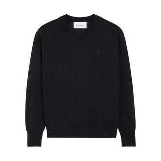 Ami Homme, Pulls, Noir, Taille: XS Pull ras du cou De Coeur