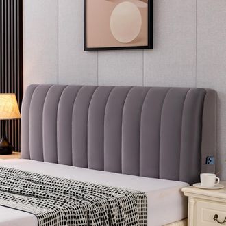 Generic Vollst&auml;ndig gepolsterter Stretch-Kopfteilbezug mit R&uuml;ckenlehne, geeignet for alle Kopfteiltypen(Dark Grey,190cm/74.8inches)