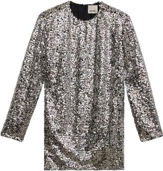 Isabel Marant Robe courte droite Heliane en sequins