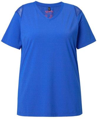 Ulla Popken T-Shirt Funktionsshirt Mesh-Einsatz V-Ausschnitt Halbarm